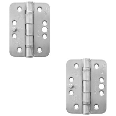 2 PACK - PAIR Grade 13 Ball Bearing Security Hinge RADIUS - 102 x 76mm ...