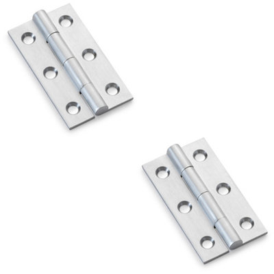 2 PACK - PAIR Solid Brass Cabinet Butt Hinge - 50mm - Satin Chrome ...