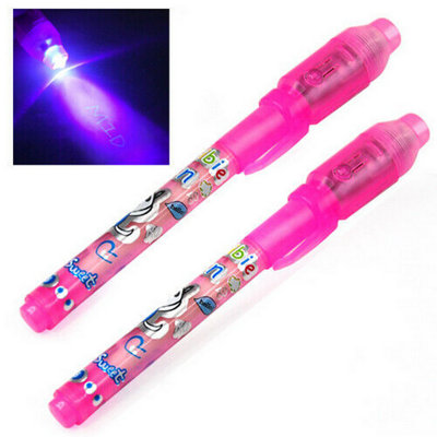 2 Pack Pink UV Security Marker Pens Invisible Ink Writing Tool