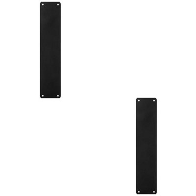 2 PACK - Plain Door Finger Plate 350 x 75mm - Matt Black Steel Push Plate