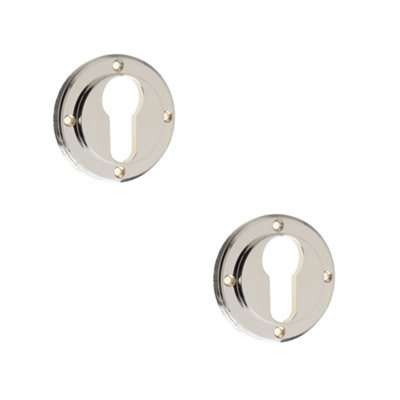 2 PACK Polished Nickel Euro Profile Escutcheons - Elegant Security ...