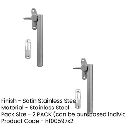 2 PACK Premium 120mm Satin Stainless Steel Casement Fasteners for ...