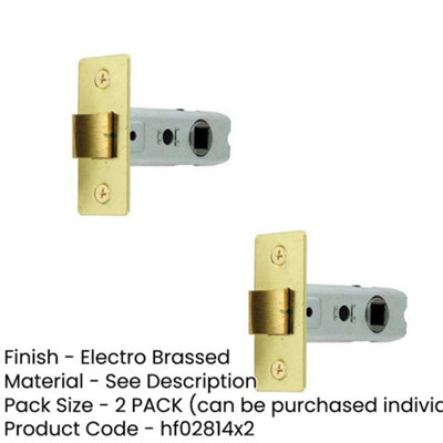 2 PACK Premium 76mm Electro Brassed Tubular Latches for Secure Locking