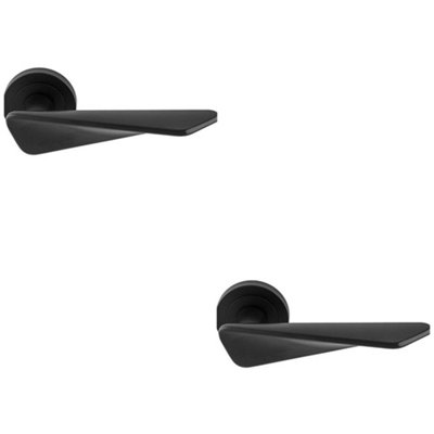 2 PACK - Premium Angle Twist Door Handle Set - Matt Black Designer ...