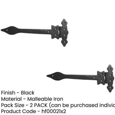 2 PACK Premium Antique Black Gate Hinge 300mm for Classic Gates ...