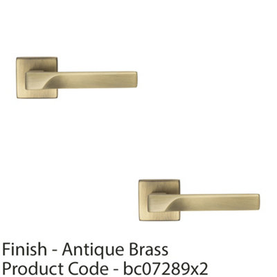 2 PACK - Premium Contoured Door Handle Set - Antique Brass Sleek Lever ...