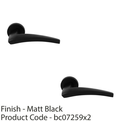 2 PACK - Premium Elegant Curve Door Handle Set - Matt Black Bar Lever ...