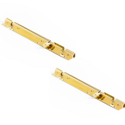 2 PACK Premium Heavy-Duty Polished Brass Straight Barrel Bolts 200x38mm ...