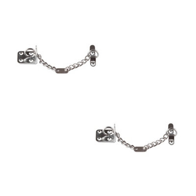 2 PACK Premium Heavy Duty Security Door Chains 200mm in Satin Chrome ...