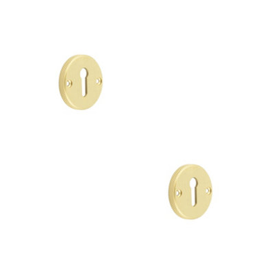 2 PACK Premium Knurled Keyway Escutcheon in Satin Brass for Elegant Doors - Solid Brass Key Hole ...