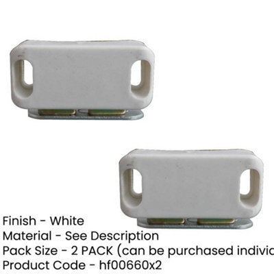 2 PACK Premium Magnetic Catches for Cabinets - 42x18mm White - Cupboard ...