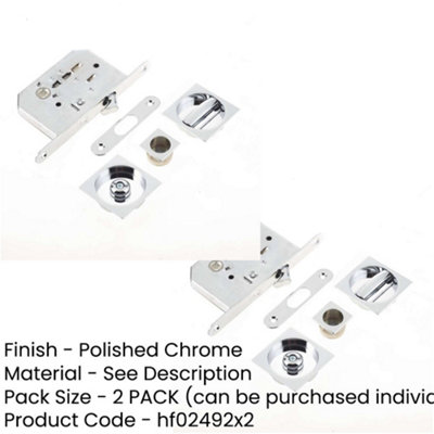 2 PACK Premium Polished Chrome Bathroom Lock with Square Furniture for ...