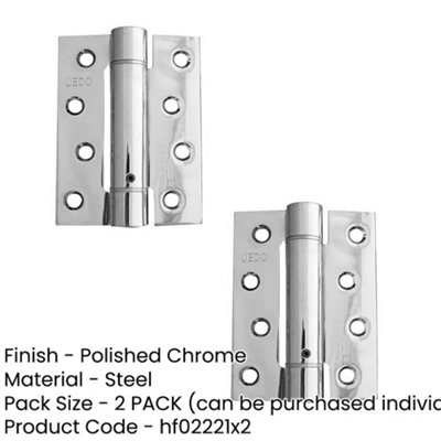 2 PACK Premium Polished Chrome Single Action Spring Hinge 102x76x2.7mm ...