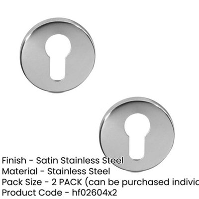 2 PACK Premium Satin Stainless Steel Euro Profile Escutcheons - Grade ...