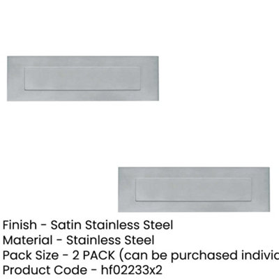 2 PACK Premium Satin Stainless Steel Letterplates 330x100mm for Modern ...
