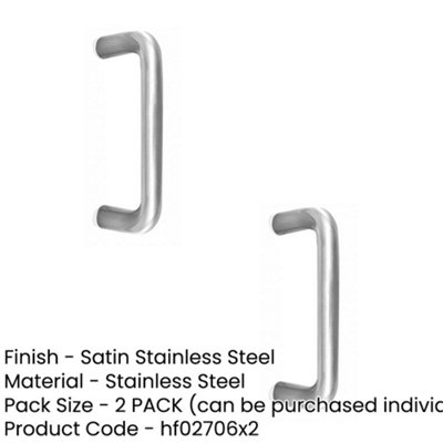 2 PACK Premium Stainless Steel 19mm D Shape Pull Handle - Satin Finish ...