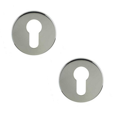 2 PACK PREMIUM STAINLESS STEEL EURO PROFILE ESCUTCHEONS 52X8MM - GRADE ...