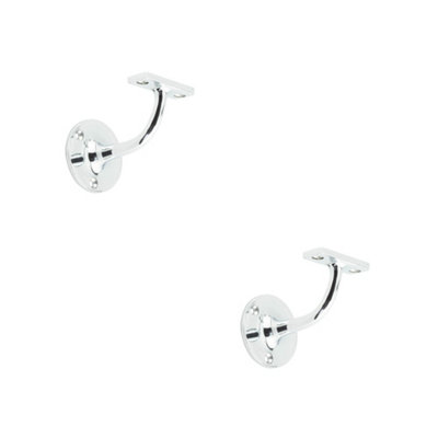 2 PACK Premium Zinc Handrail Brackets in Polished Chrome - 63mm Support ...