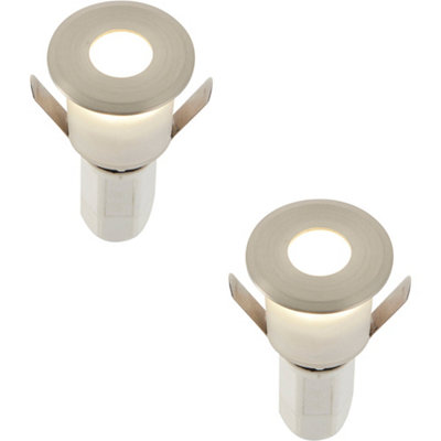 2 PACK Recessed Decking IP67 Guide Light - 1.2W Cool White LED - Satin ...