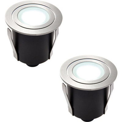 2 PACK Recessed IP67 Guide Light - 1.2W Daylight White LED - Stainless ...