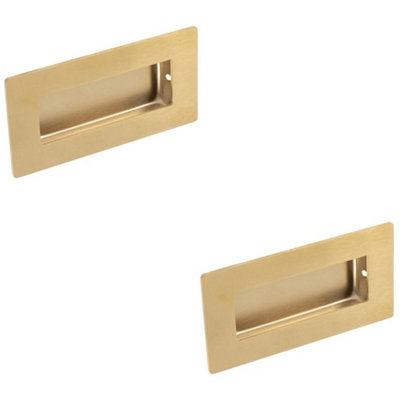 2 PACK - Recessed Sliding Door Flush Pull 102mm x 51mm 12mm Depth Satin ...