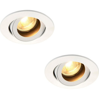 2 PACK Recessed Tiltable Ceiling Downlight - 50W GU10 Reflector - Matt ...