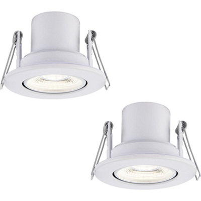 2 PACK Recessed Tiltable Ceiling Downlight - 8.5W Cool White LED - Matt ...