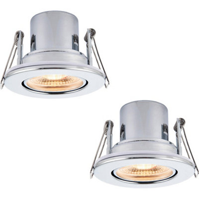2 PACK Recessed Tiltable Ceiling Downlight - 8.5W Warm White LED Chrome ...