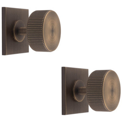 2 PACK - REEDED RADIO CABINET DOOR KNOB & MATCHING BACKPLATE - ANTIQUE ...