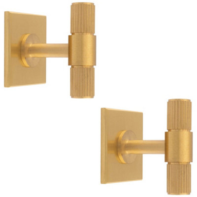 2 PACK - Reeded T Bar Cabinet Door Knob & Matching Backplate Lined ...