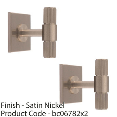 2 PACK - Reeded T Bar Cabinet Door Knob & Matching Backplate Lined ...