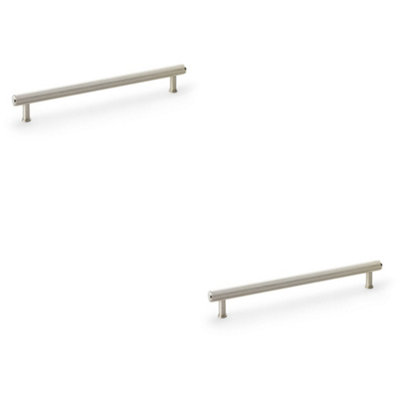 2 PACK - Reeded T Bar Pull Handle - Satin Nickel - 224mm Centres SOLID ...
