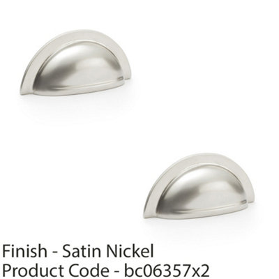 2 PACK - Ridged Cup Handle - Satin Nickel - 76mm Centres Solid Brass ...