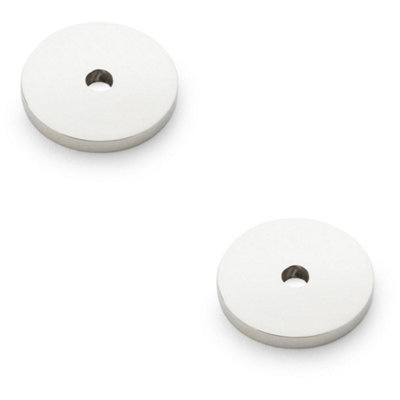2 PACK - Round Kitchen Door Knob Backplate - Polished Nickel 25mm ...