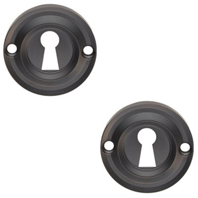 2 PACK - Round Standard Lock Profile Escutcheon - Matt Black - 42mm ...