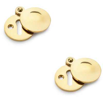 2 PACK - Round Standard Lock Profile Escutcheon & Smooth Swing Cover - Unlaquered Brass | £12.99 ...