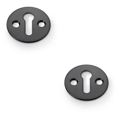 2 PACK - Round Victorian Standard Lock Profile Escutcheon - Matt Black ...