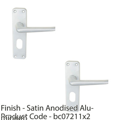 2 PACK - Rounded Contract Latch & Lock Door Handle - Satin Aluminium ...