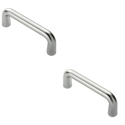 2 PACK - Rounded D Shaped Bar Handle 225mm x 19mm Diameter Satin ...