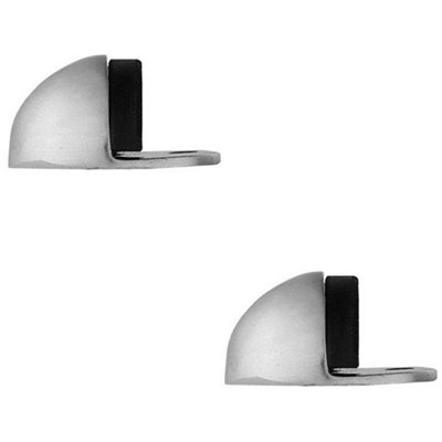 2 PACK - Rubber Tip Floor Mounted Oval Doorstop 45x26mm Polished Chrome ...