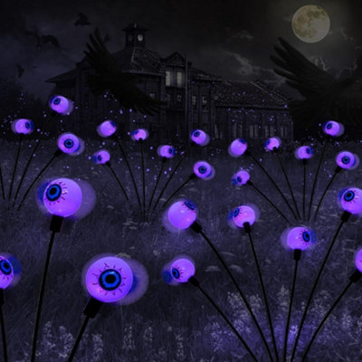 2-Pack Scary Eyeball Solar Lights, 12LED Purple Swaying Firefly with ...