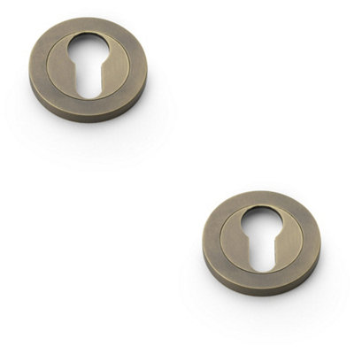 2 PACK - Screwless Round EURO Profile Escutcheon - Italian Brass 50mm ...