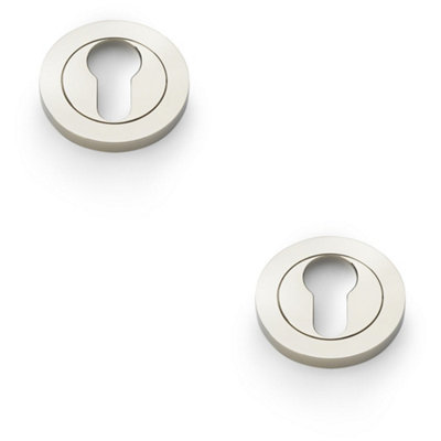 2 PACK - Screwless Round EURO Profile Escutcheon - Polished Nickel 50mm ...