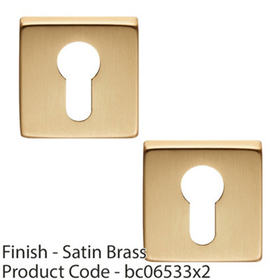 2 PACK Screwless Round EURO Profile Escutcheon - Satin Brass 50mm Door ...