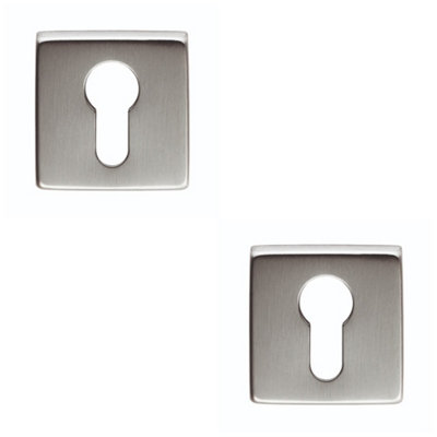 2 PACK - Screwless Round EURO Profile Escutcheon - Satin Chrome 50mm ...