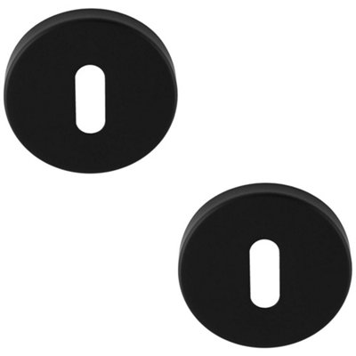 2 PACK - Screwless Round Standard Lock Profile Escutcheon Matt Black ...
