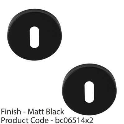 2 PACK - Screwless Round Standard Lock Profile Escutcheon Matt Black ...