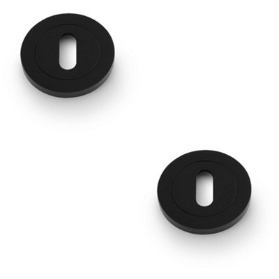 2 PACK - Screwless Round Standard Profile Escutcheon - Matt Black 50mm ...