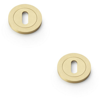 Buy 2 PACK - Screwless Round Standard Profile Escutcheon - Satin Brass ...