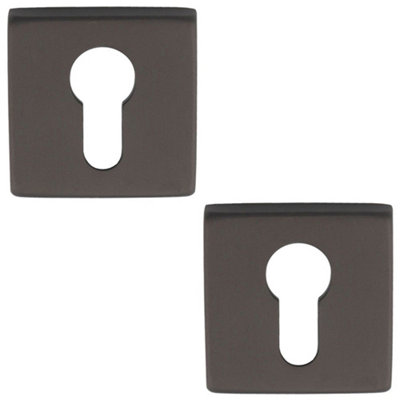 2 PACK - Screwless Square EURO Profile Escutcheon - Anthracite 50mm ...